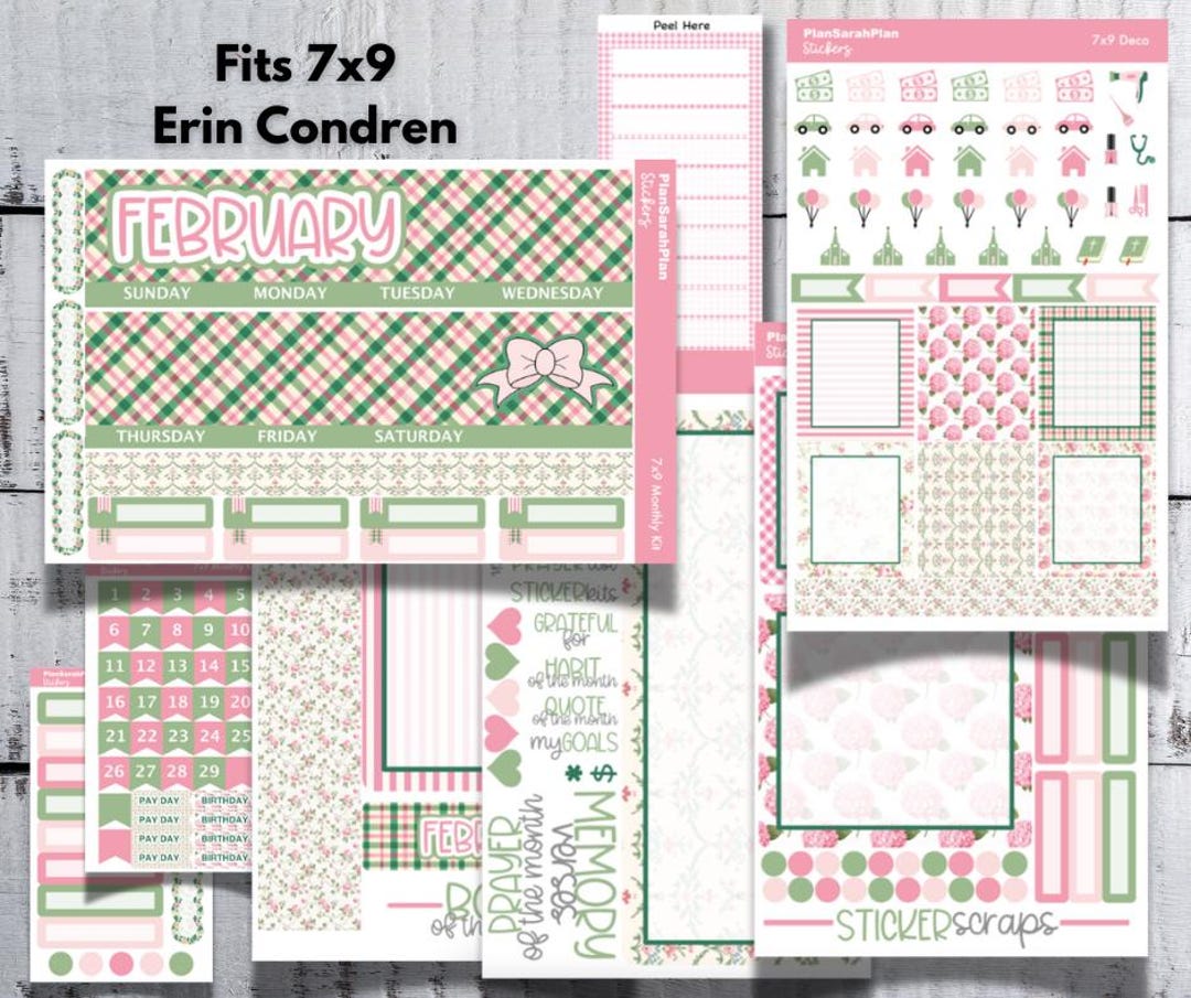 FEBRUARY '25 PREPPY PLANNER Kit for Erin Condren 7x9 Lifeplanner ...