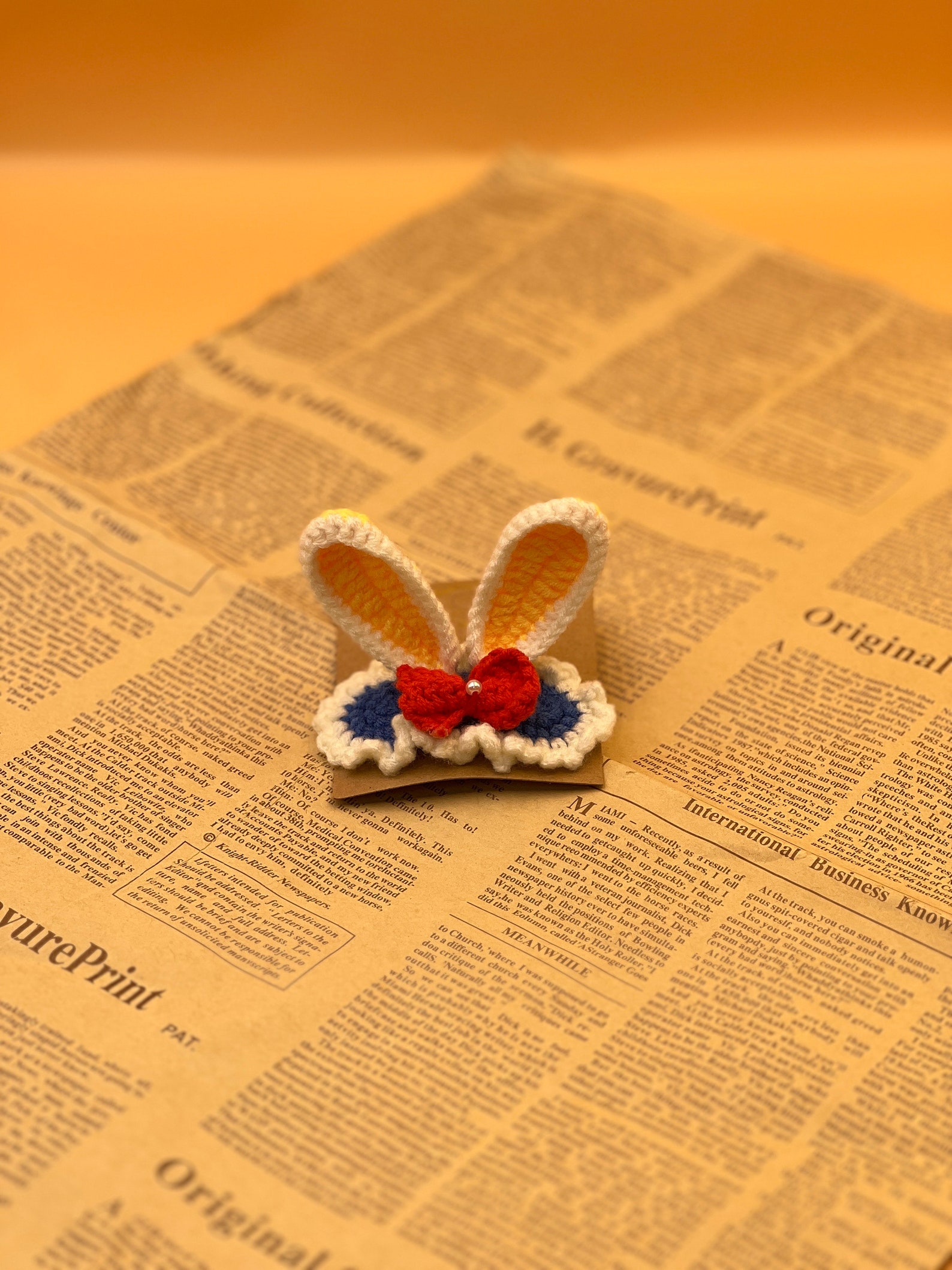 100% Handmade Crochet Bunny Ear Hair Clip Pin Bow/ Special Gift/ 3D ...