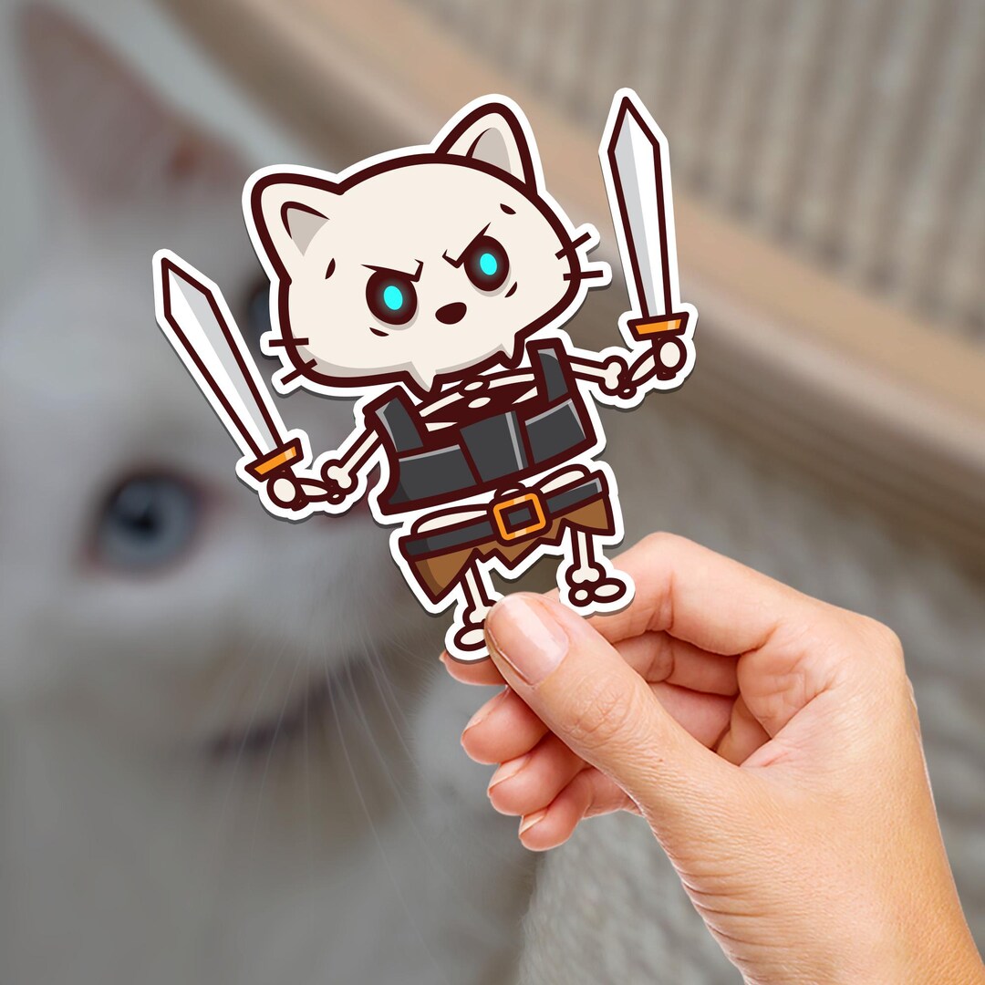 Skeleton Kitty Vinyl Sticker: Dungeons and Dragons Cat, Waterproof - Etsy