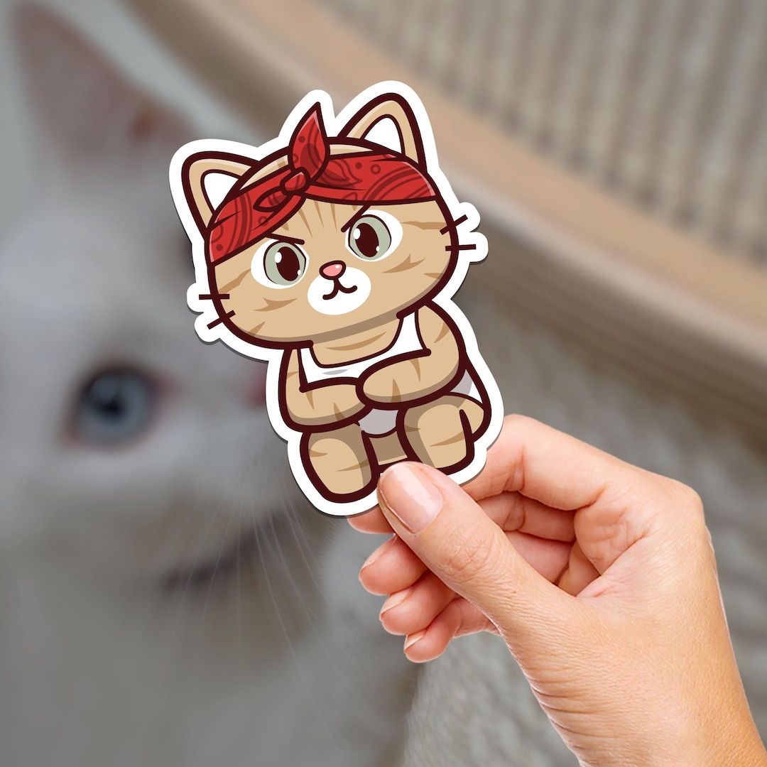 Cholo Cat Vinyl Sticker: Gangster Kitty With Red Bandana - Waterproof ...