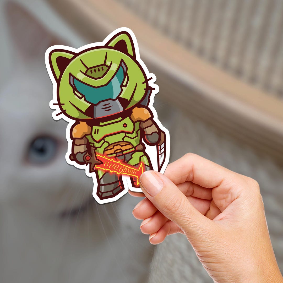 Doom Slayer Kitty / Cat Stickers / Vinyl / Journaling / Scrapbooking ...