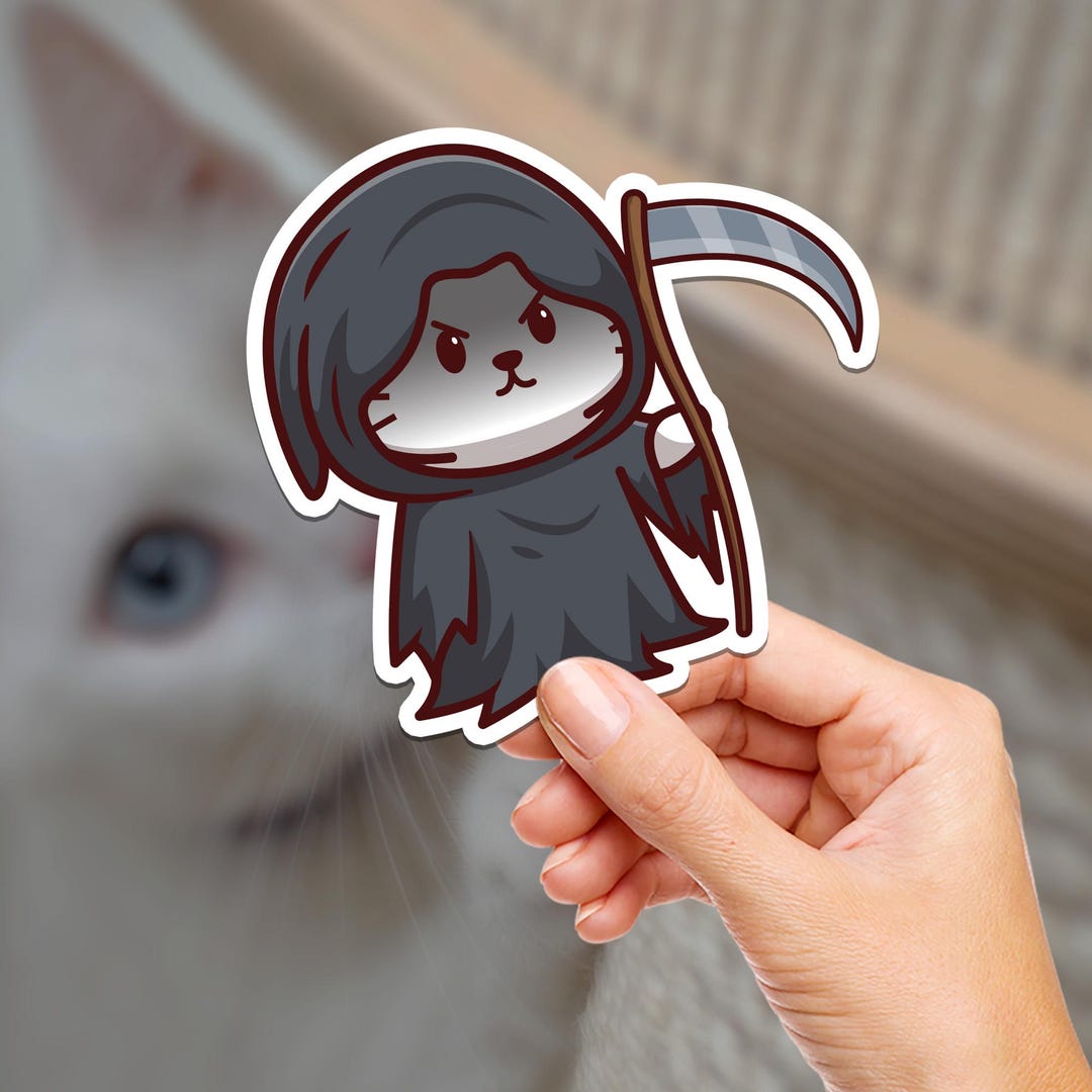 Grim Reaper Kitty Sticker: Horror Movie Cat, Waterproof Vinyl - Etsy