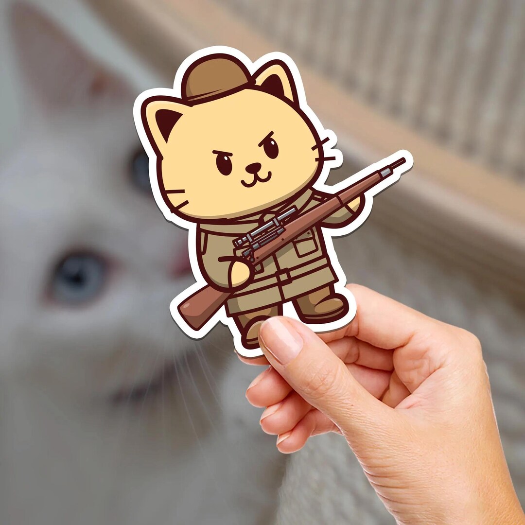 Sniper Kitty Sticker: US Springfield Cat, Waterproof Vinyl - Etsy