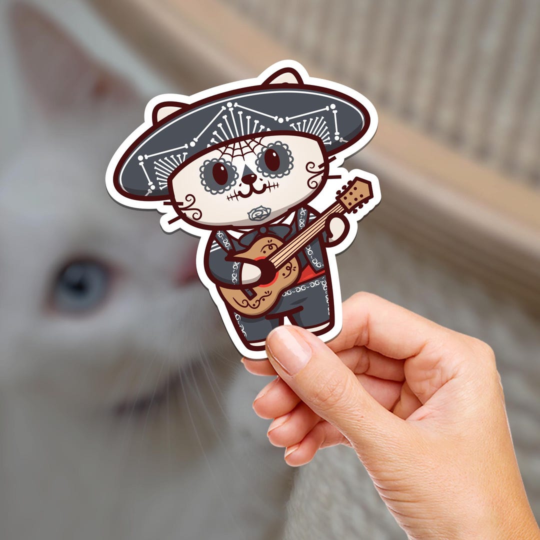Day of the Dead Cat Sticker: Calaveras Kitty Vinyl Decal - Etsy