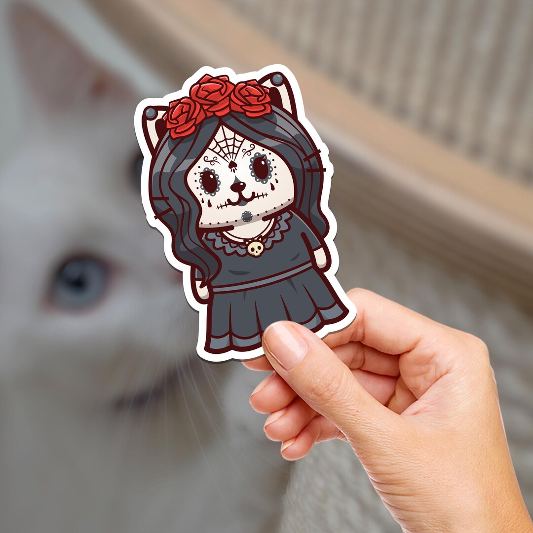 Calaveras Kitty Vinyl Sticker, Dia De Los Muertos Art - Etsy