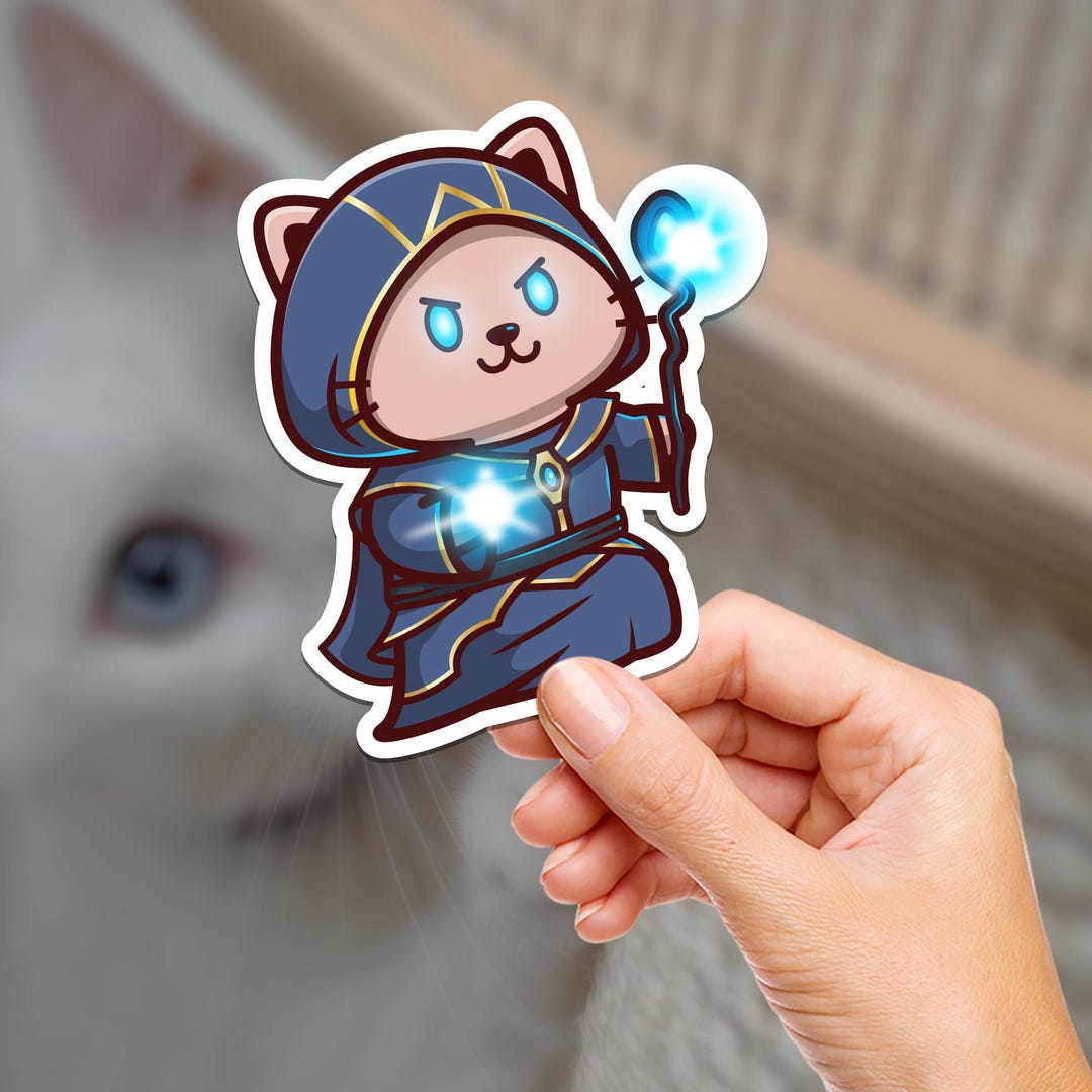 Wizard Kitty Vinyl Sticker: Dungeons and Dragons Cat Laptop Decal - Etsy