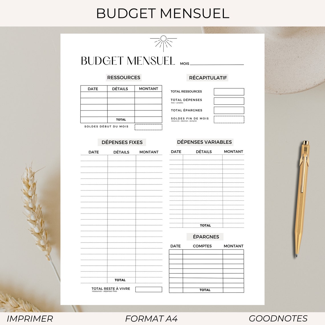 Budget planner à imprimer en français suivie financier mensuel ...