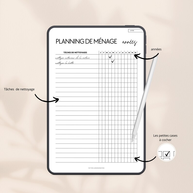 Household Checklist in French Cleaning Schedule Household Checklist to ...