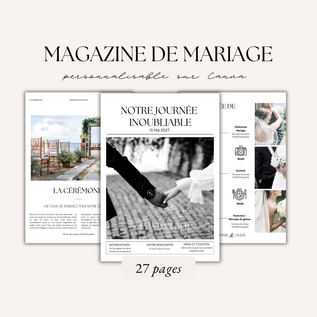 27-page Wedding Program Magazine in French | an Elegant Booklet ...