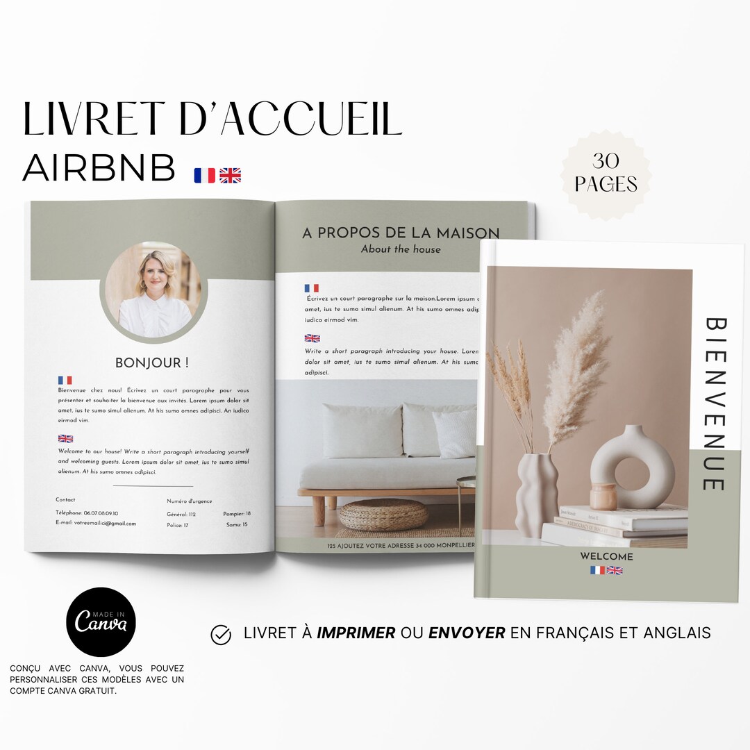 AIRBNB Welcome Booklet in French and English of 30 Pages - Etsy