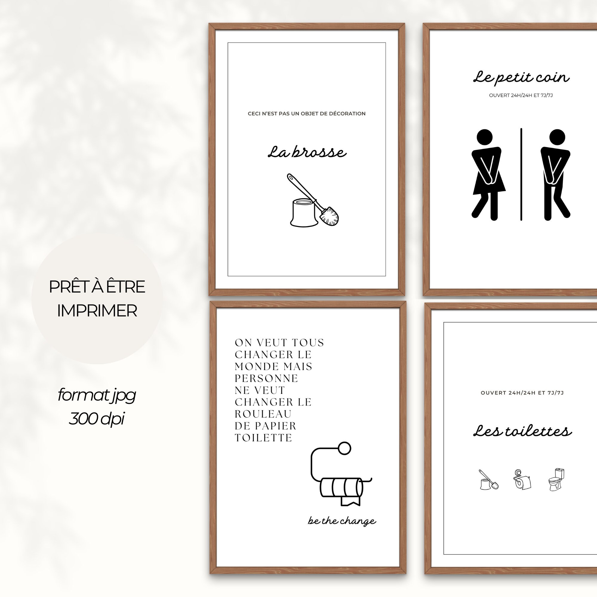 Affiche WC humour à imprimer de chez vous, 4 posters pour décorer votre ...