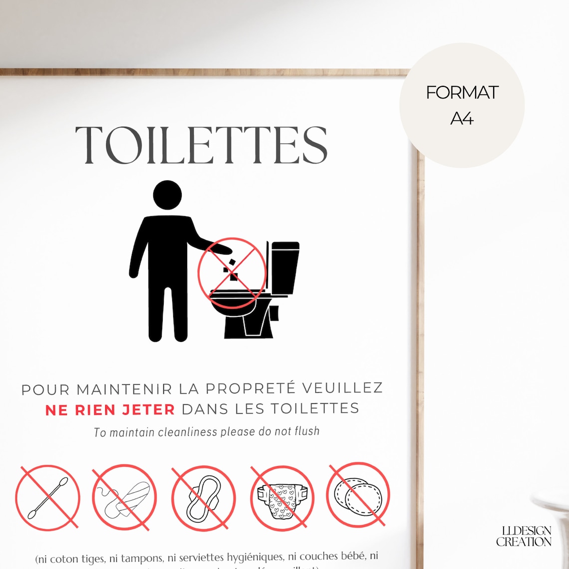 Affiches pour toilettes Ne rien jeter dans les toilettes Airbnb à ...