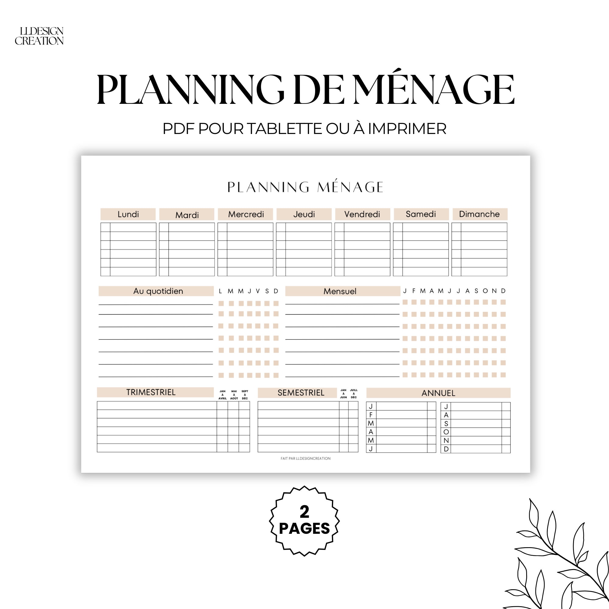 Check-list de ménage en français | Planning de nettoyage | to do list ...