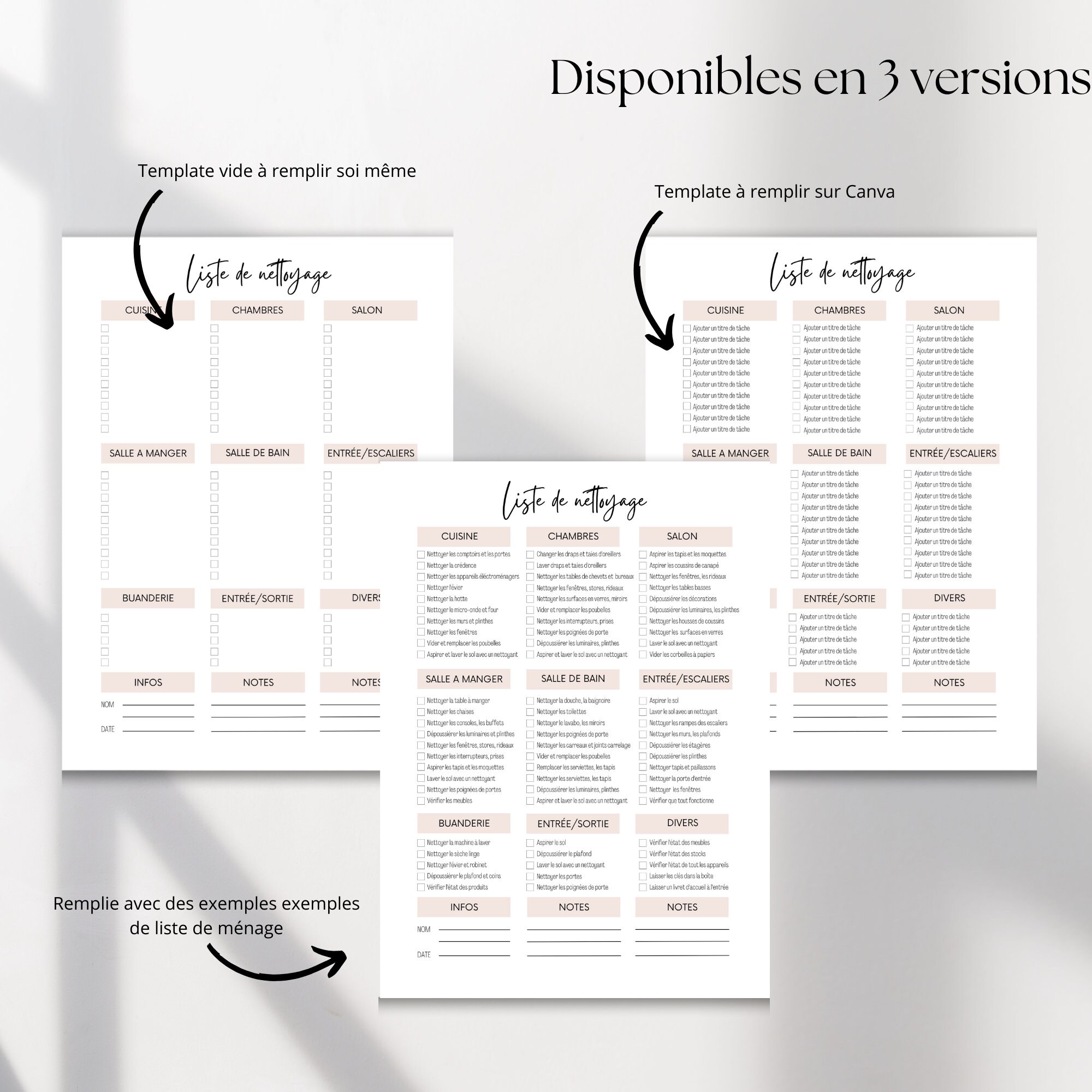 Cleaning Checklist, in French, Cleaning Schedule, Cleaning Model ...
