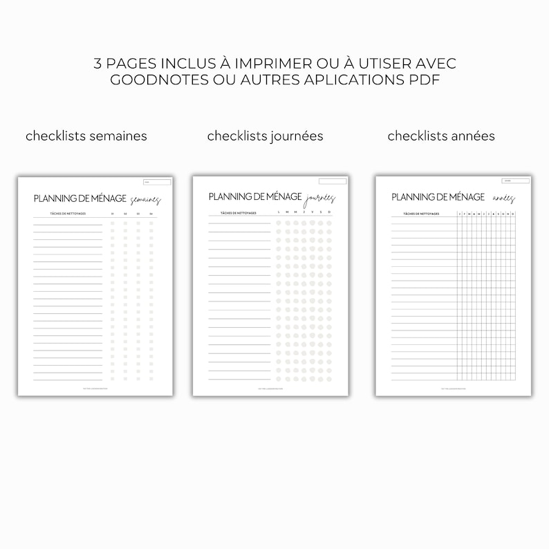 Household Checklist in French Cleaning Schedule Household Checklist to ...