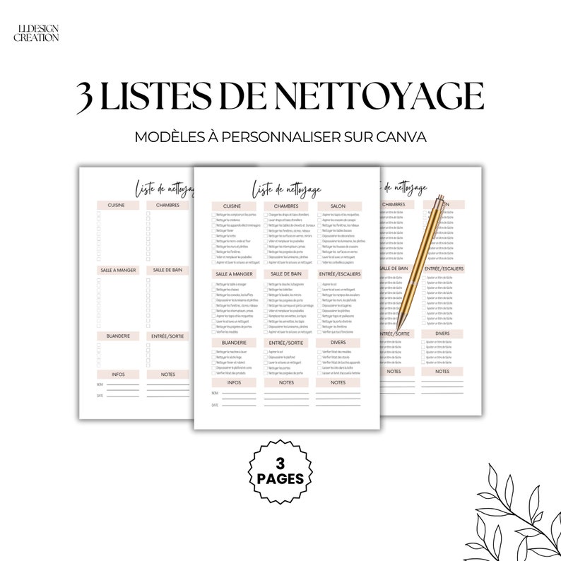 Cleaning Checklist, in French, Cleaning Schedule, Cleaning Model ...