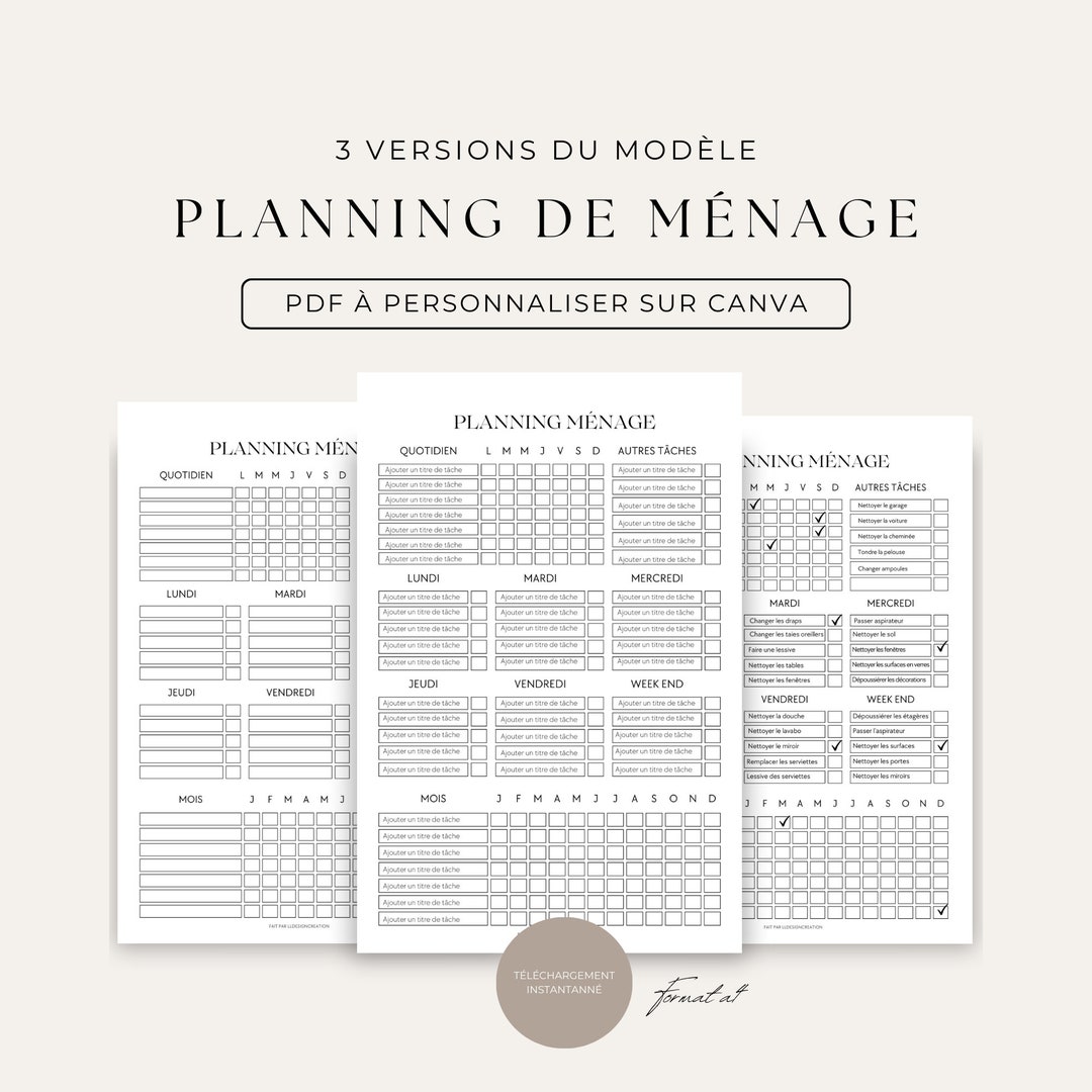 Household Checklist in French Cleaning Schedule Household Template to ...