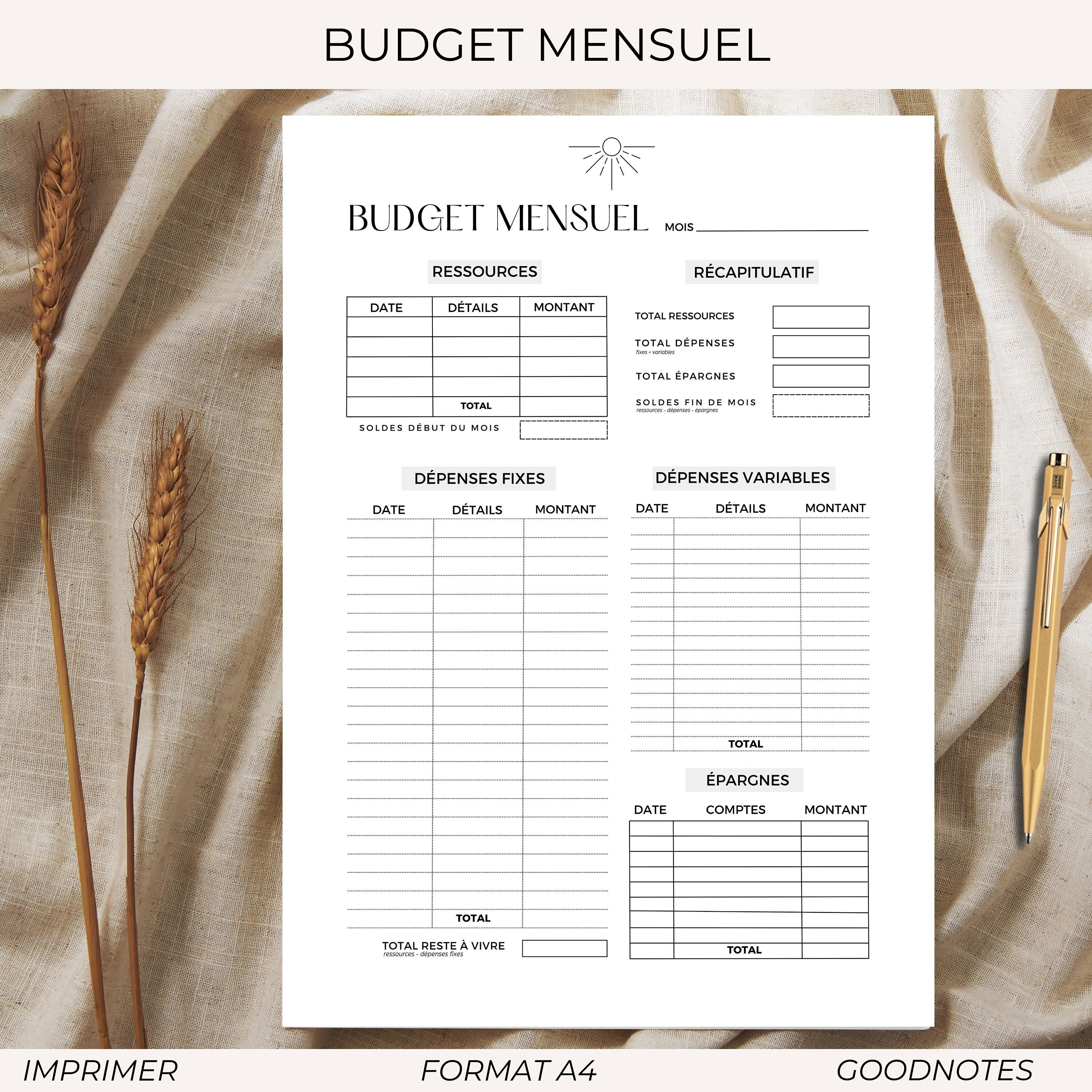 Budget planner à imprimer en français suivie financier mensuel ...