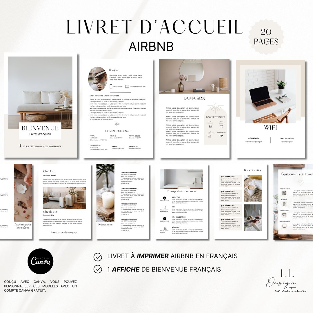 Airbnb Welcome Booklet in French 20-page Template to - Etsy