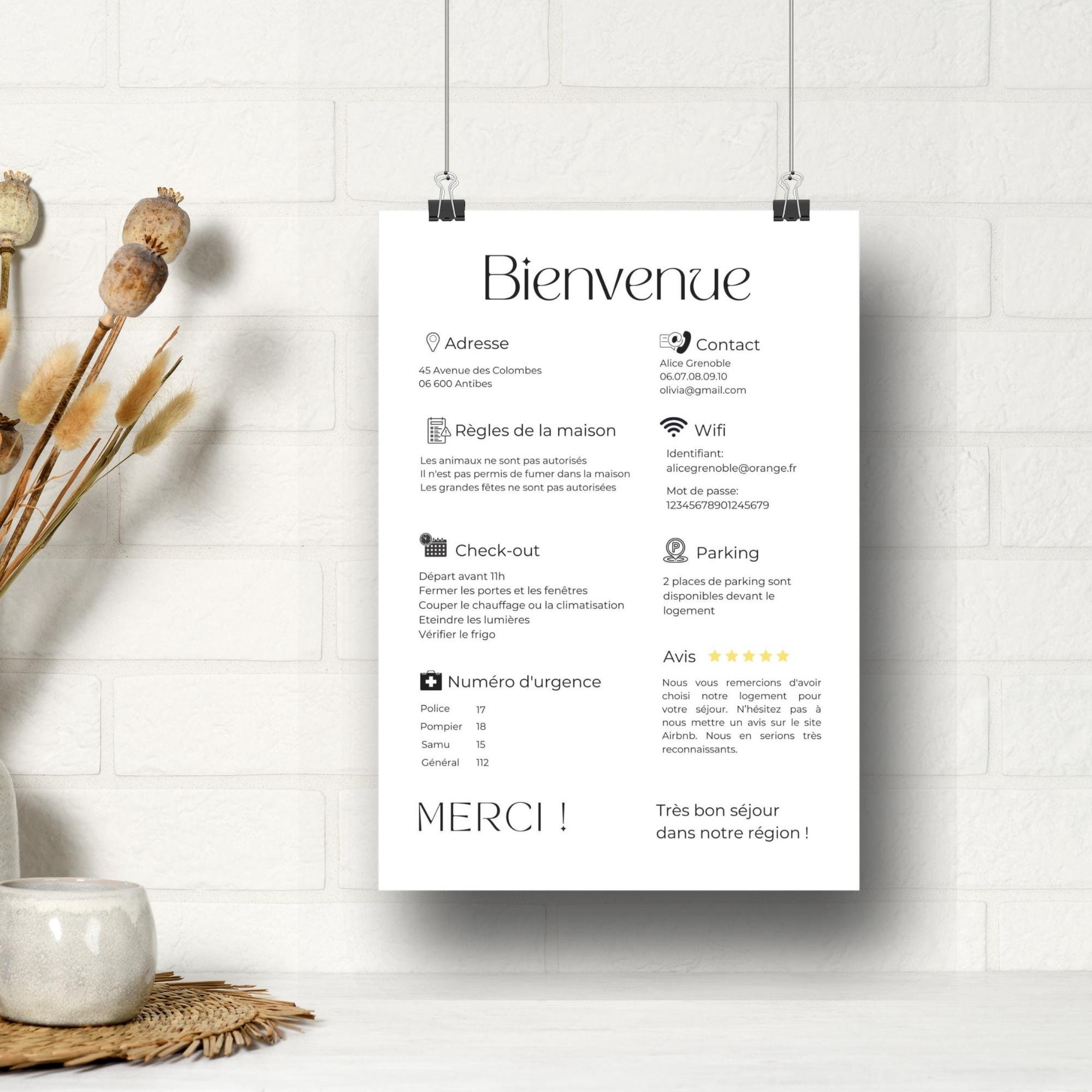 AIRBNB Welcome POSTER in French A4 Format Poster House - Etsy