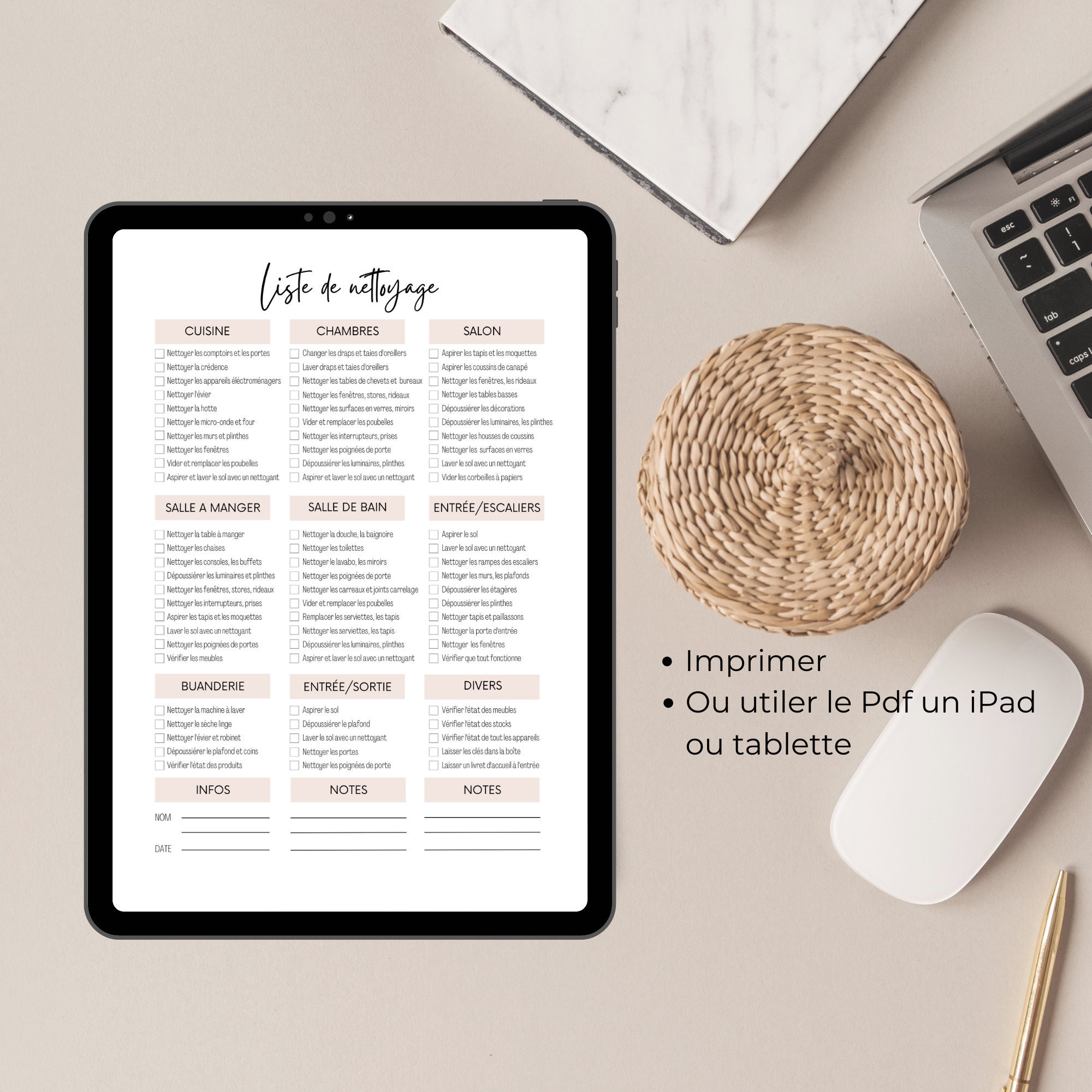 Cleaning Checklist, in French, Cleaning Schedule, Cleaning Model ...