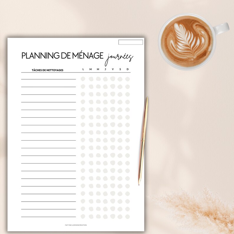 Household Checklist in French Cleaning Schedule Household Checklist to ...