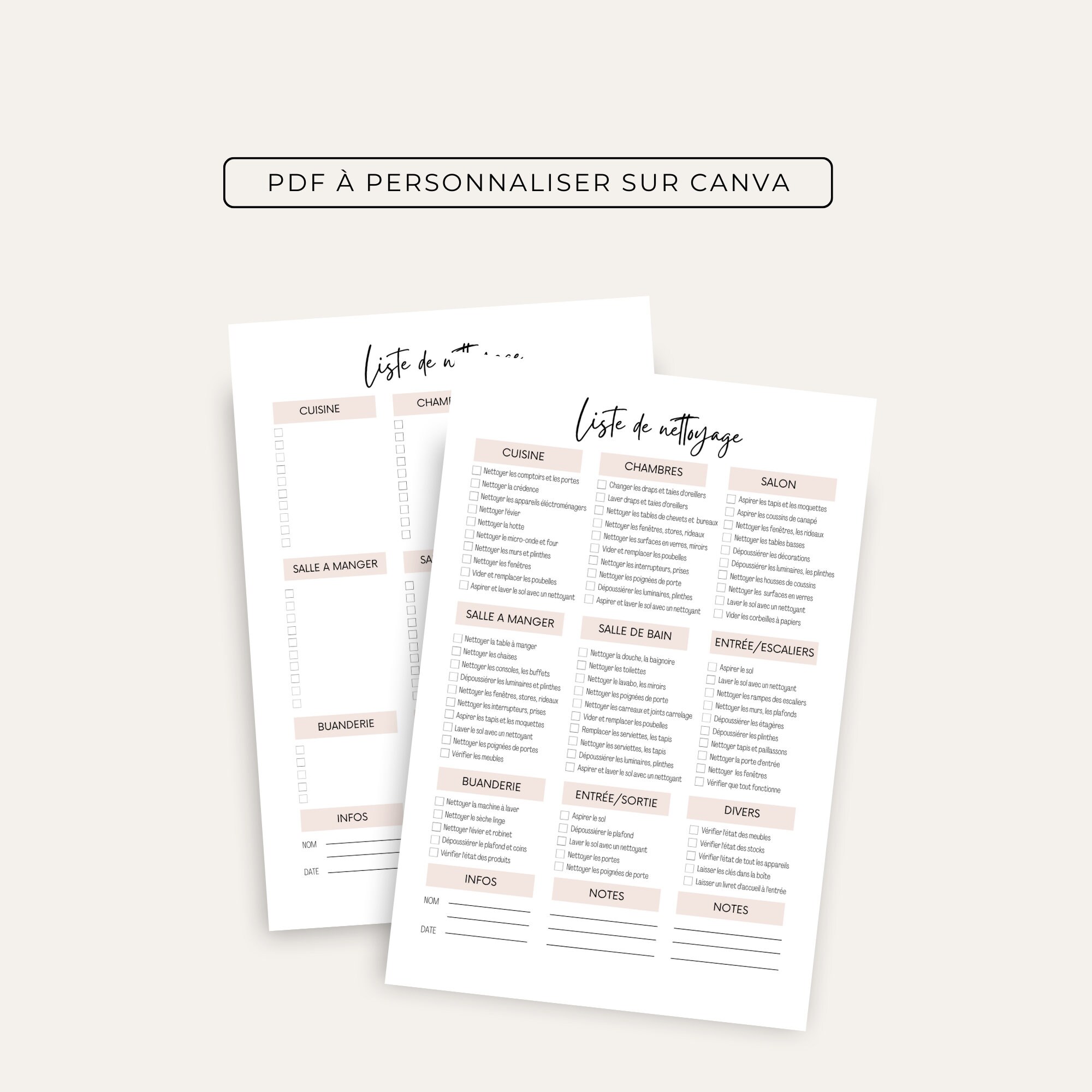 Cleaning Checklist, in French, Cleaning Schedule, Cleaning Model ...