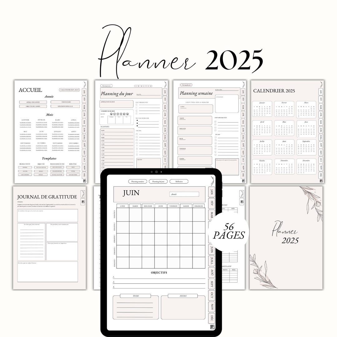 Planner 2025 in French Undated Planner Digital French Planner Goodnotes ...