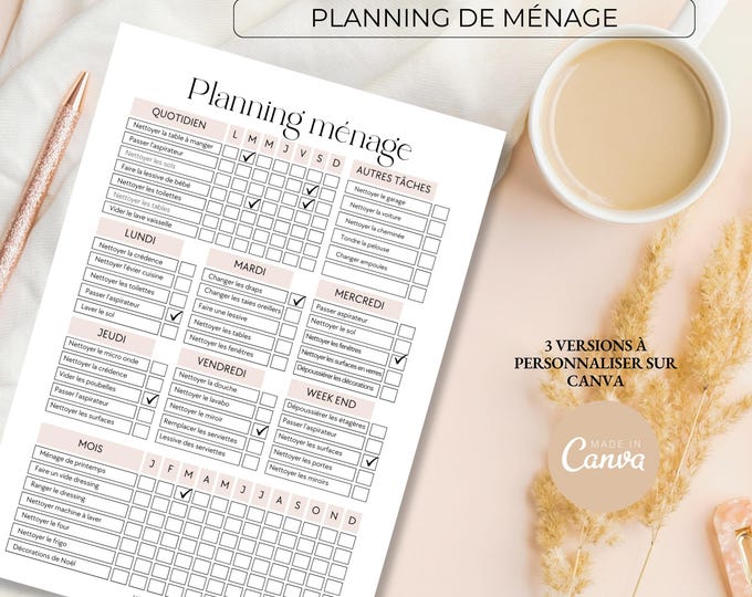 Cleaning Checklist, in French, Canva Template, Cleaning Planner ...