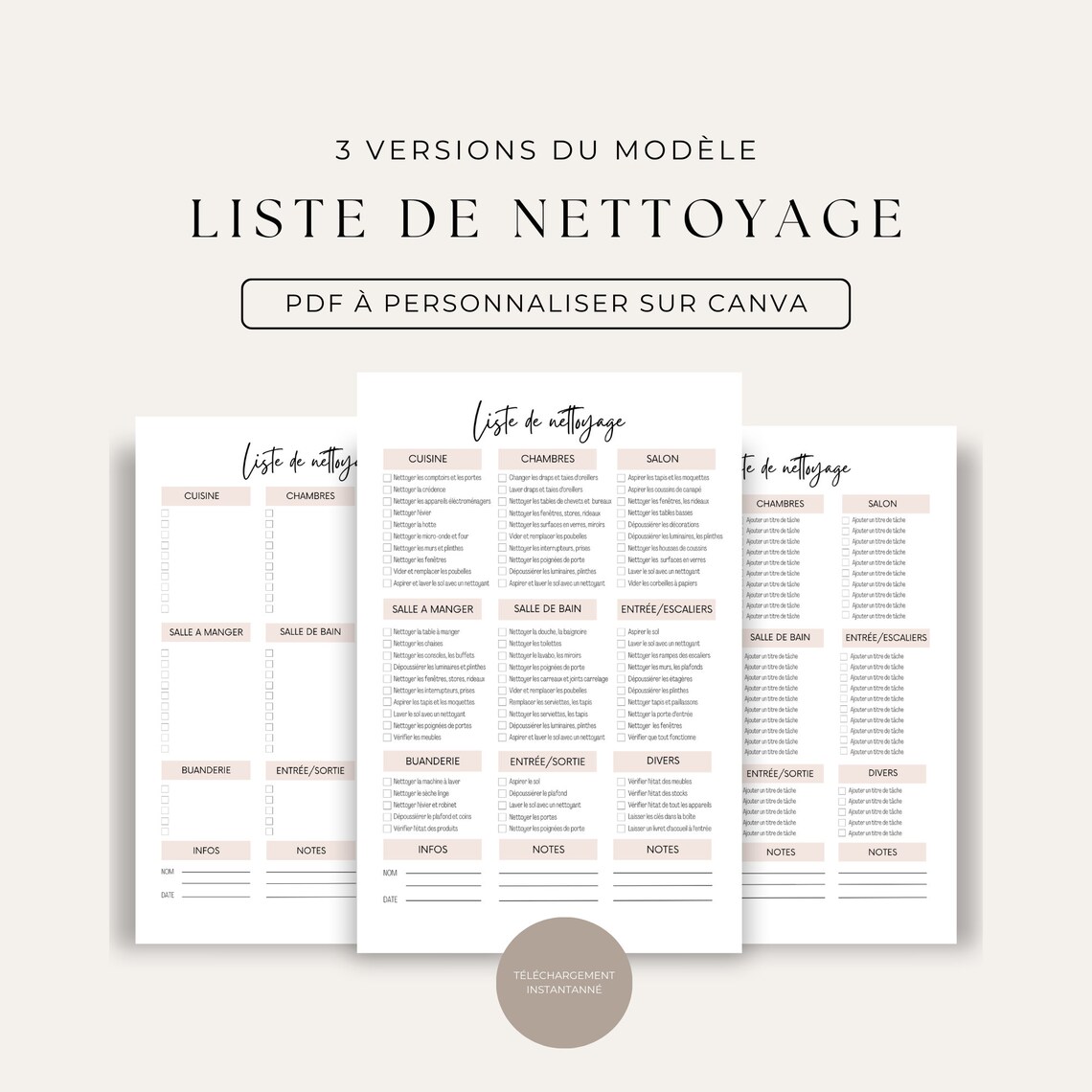 Cleaning Checklist, in French, Cleaning Schedule, Cleaning Model ...