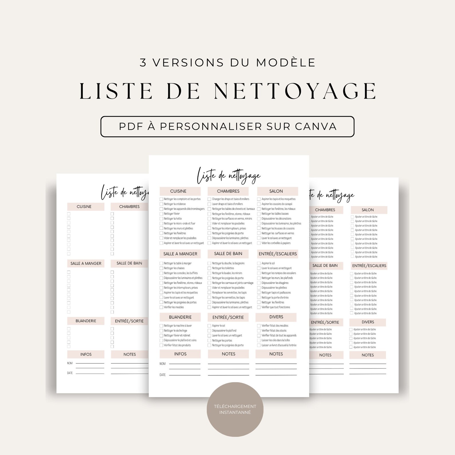 Cleaning Checklist, in French, Cleaning Schedule, Cleaning Model ...