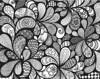 Abstract Line Art Coloring Page Printable, Zentangle Inspired Design ...