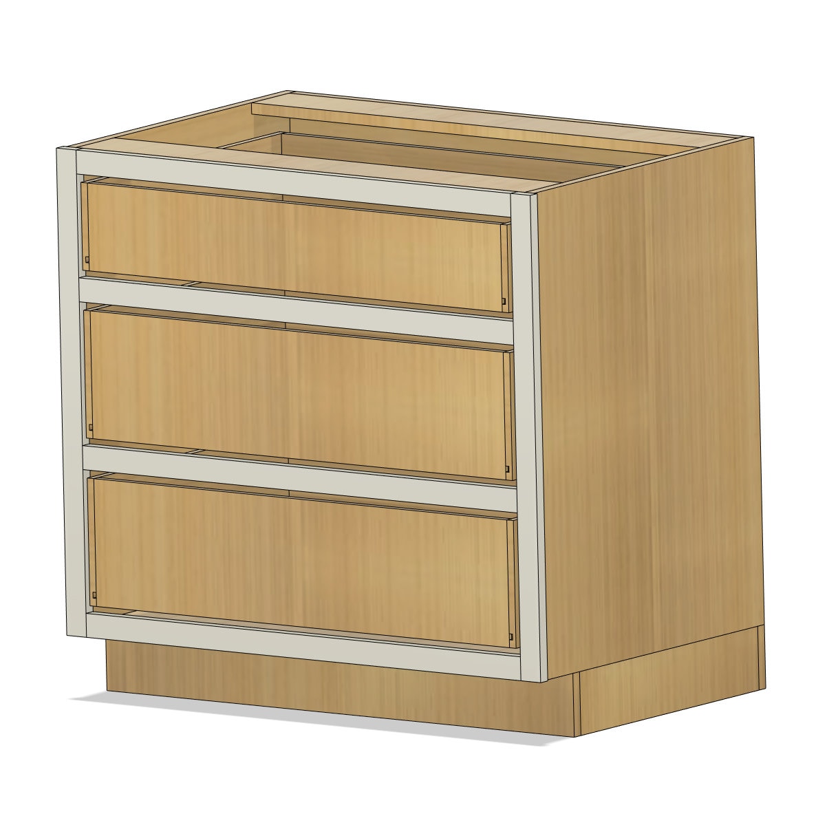 Fully Adjustable FACE FRAME 3 Drawer Base Cabinet Fusion 360 File - Etsy