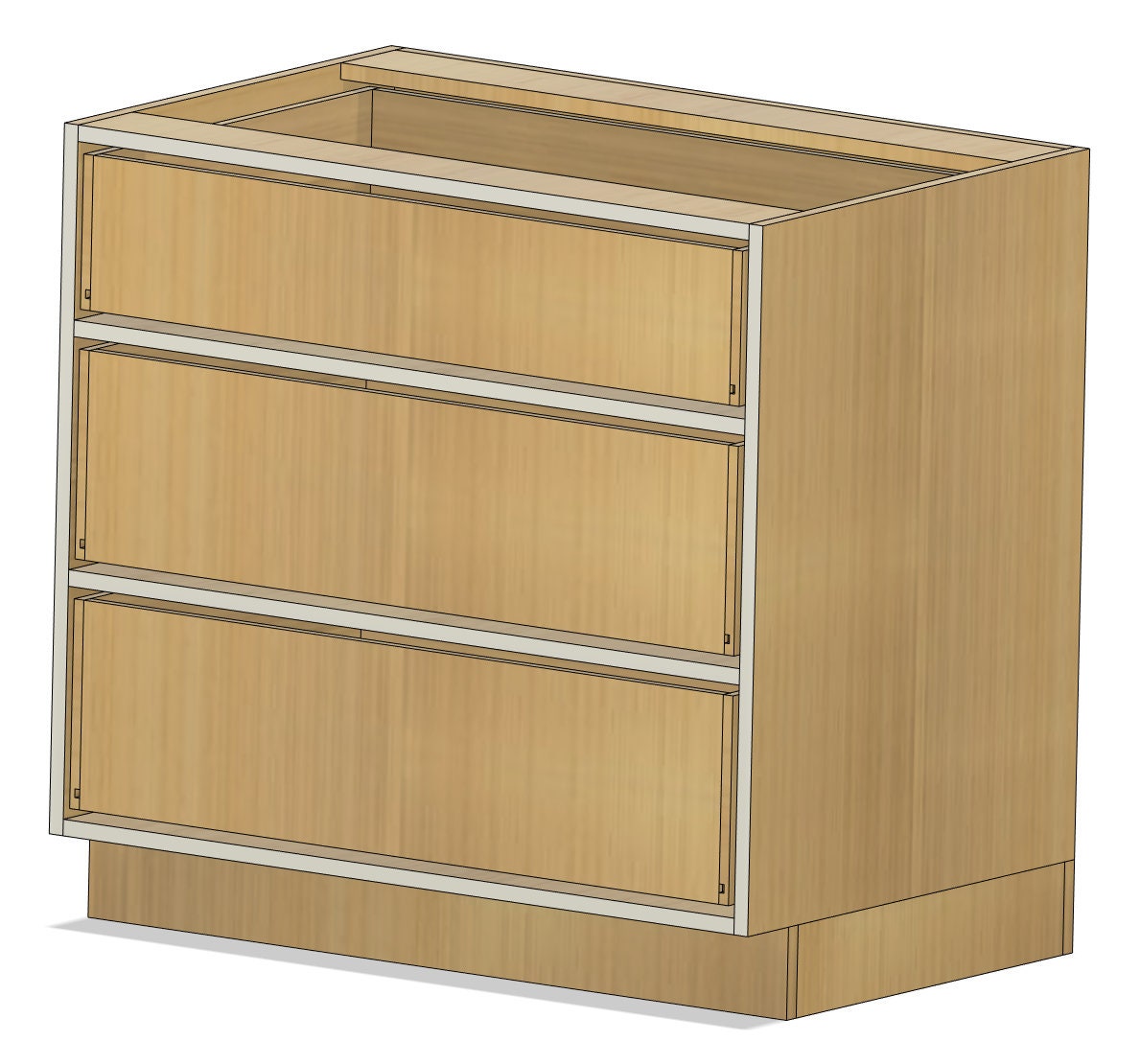 Fully Adjustable FRAMELESS Three Drawer Base Cabinet Fusion 360 File - Etsy