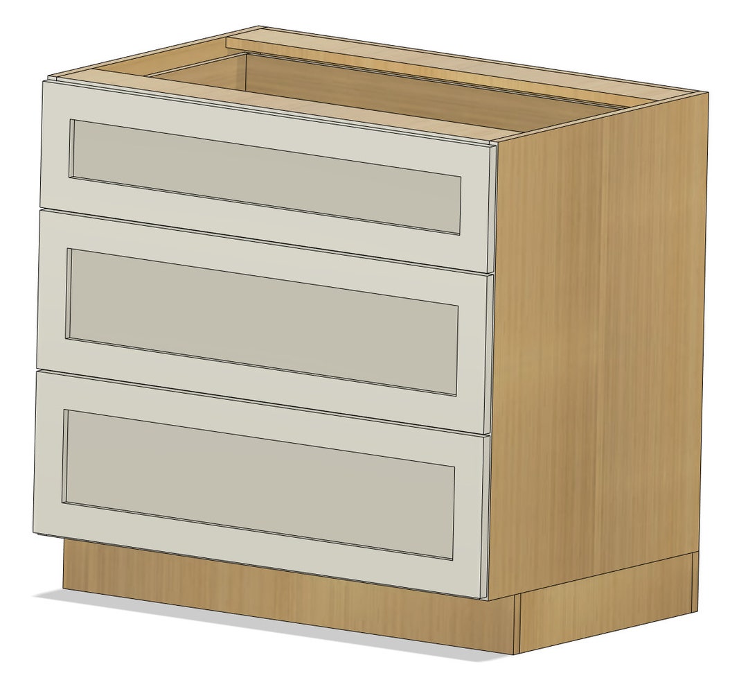 Fully Adjustable FRAMELESS Three Drawer Base Cabinet Fusion 360 File - Etsy