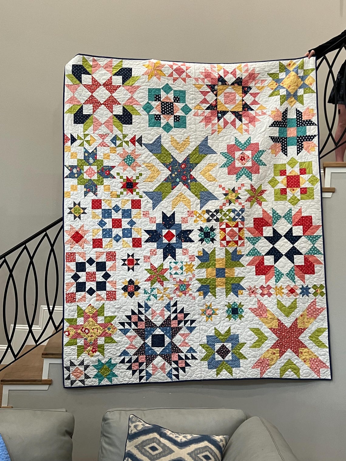 Beautiful Modern Quilt Barn Star Sampler Twin 88 X 72 Handmade - Etsy