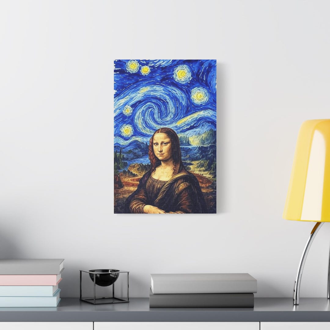 Mona Lisa Starry Night Canvas Print: Renaissance Art - Etsy