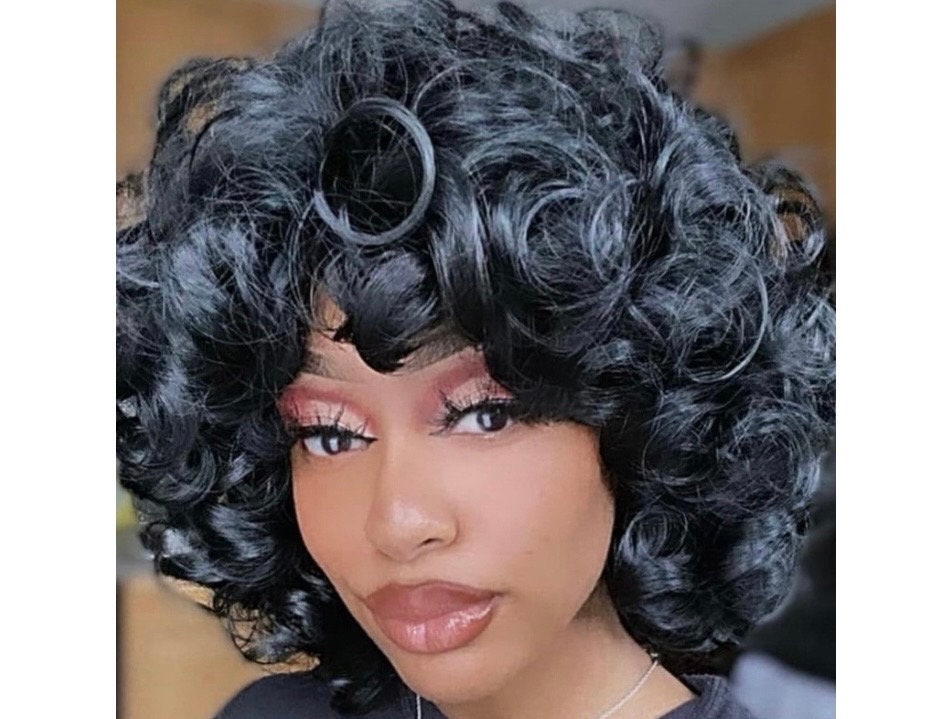 9 Colors Black Natural Big Bouncy Afro Bob Wig Womens Hair Synthetic