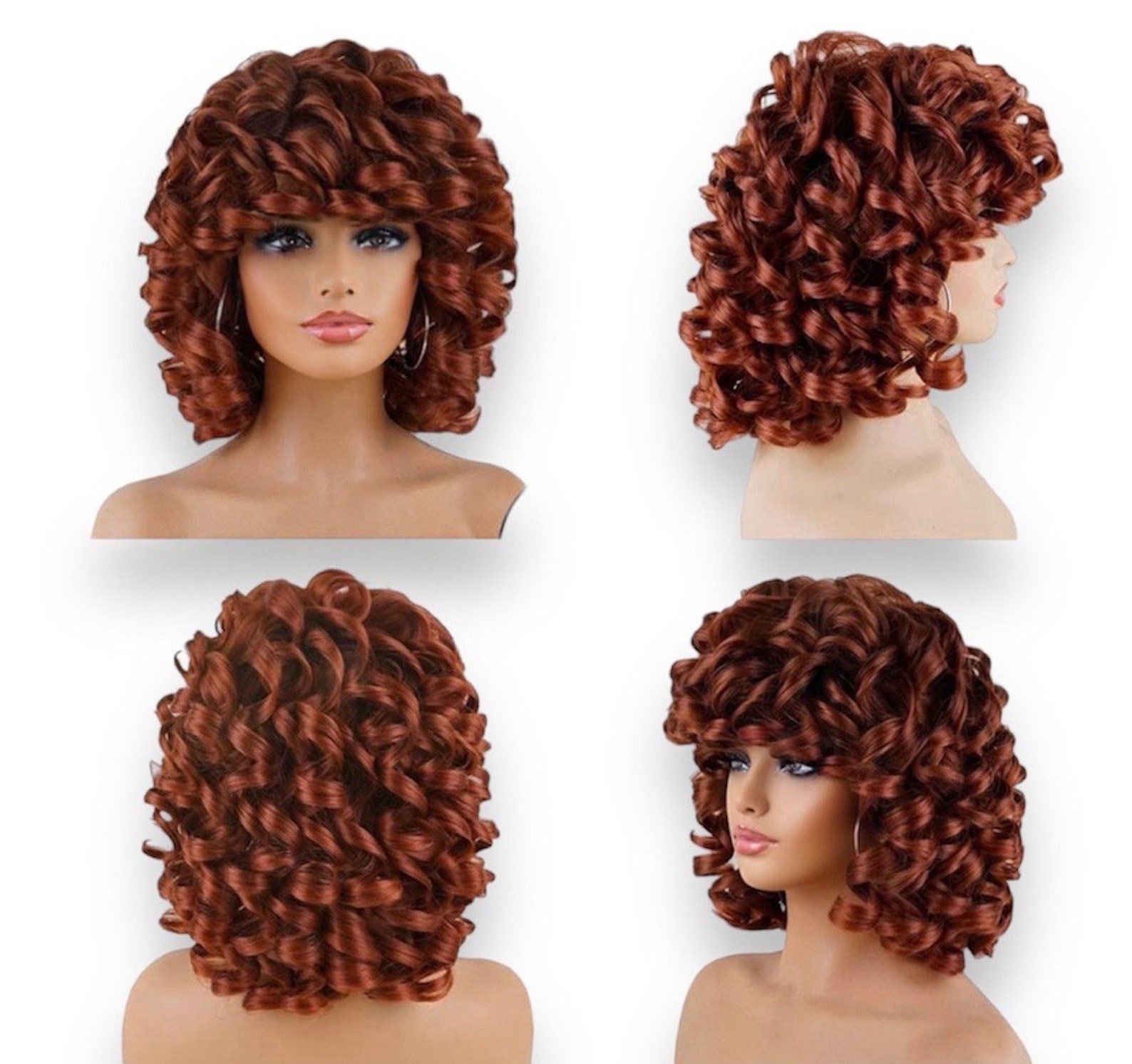 Ginger Big Curly Wig Afro Synthetic Womens Hair Wig - Etsy