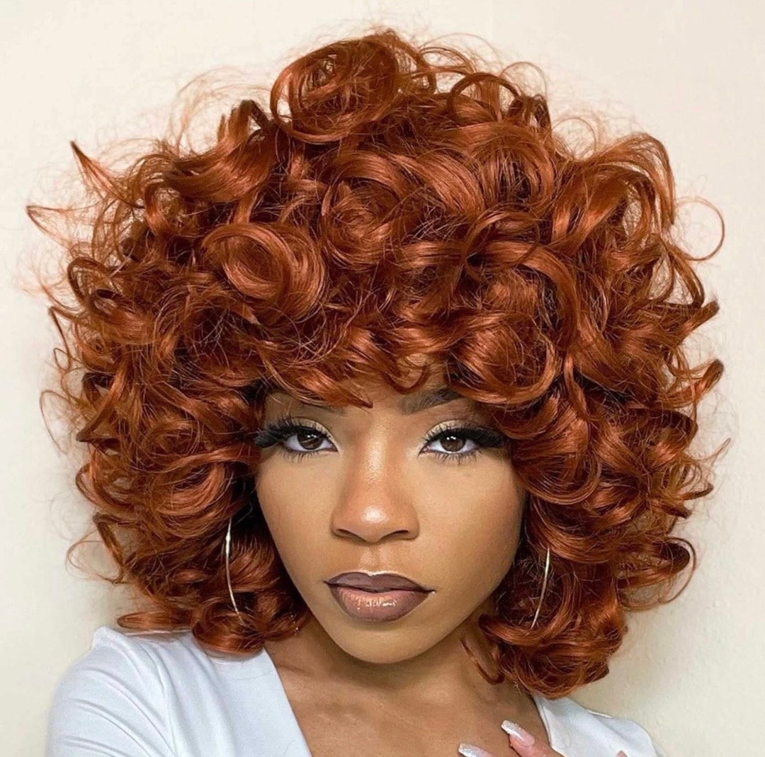 Ginger Big Curly Wig Afro Synthetic Womens Hair Wig - Etsy