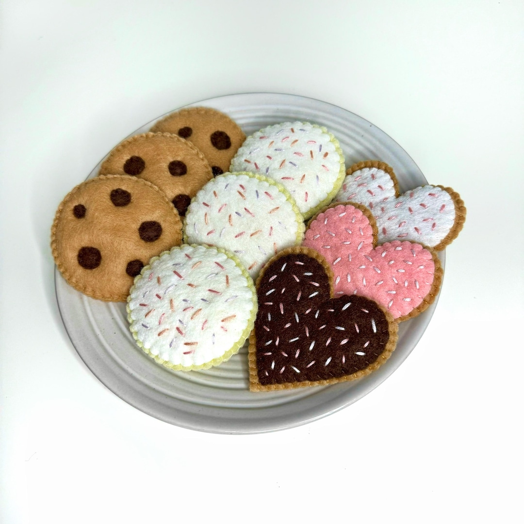 Felt Play Cookies, Felt Chocolate Chip Cookies,felt Food, Pretend Play ...