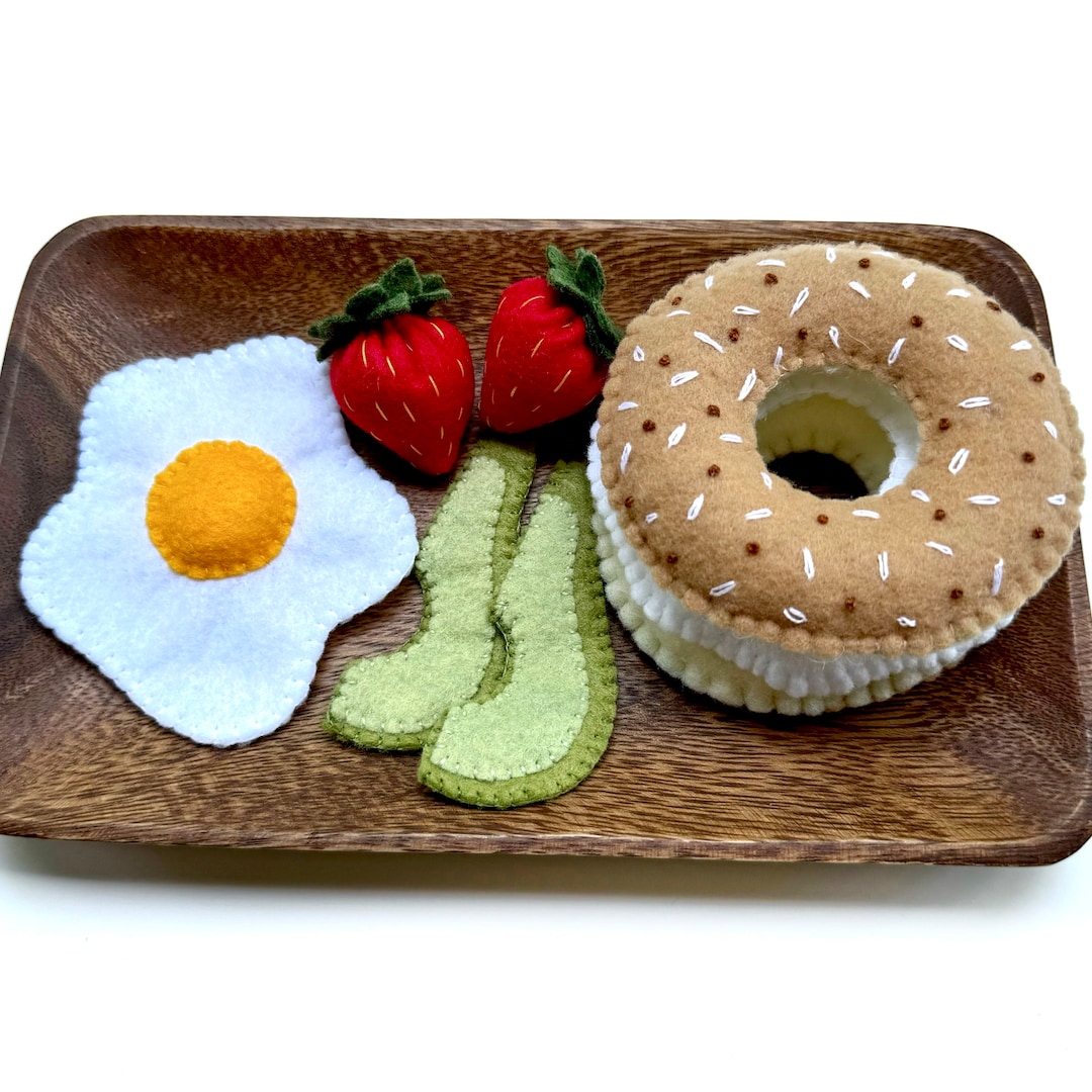 Felt Bagel Play Food Set: Pretend Breakfast Toys - Etsy
