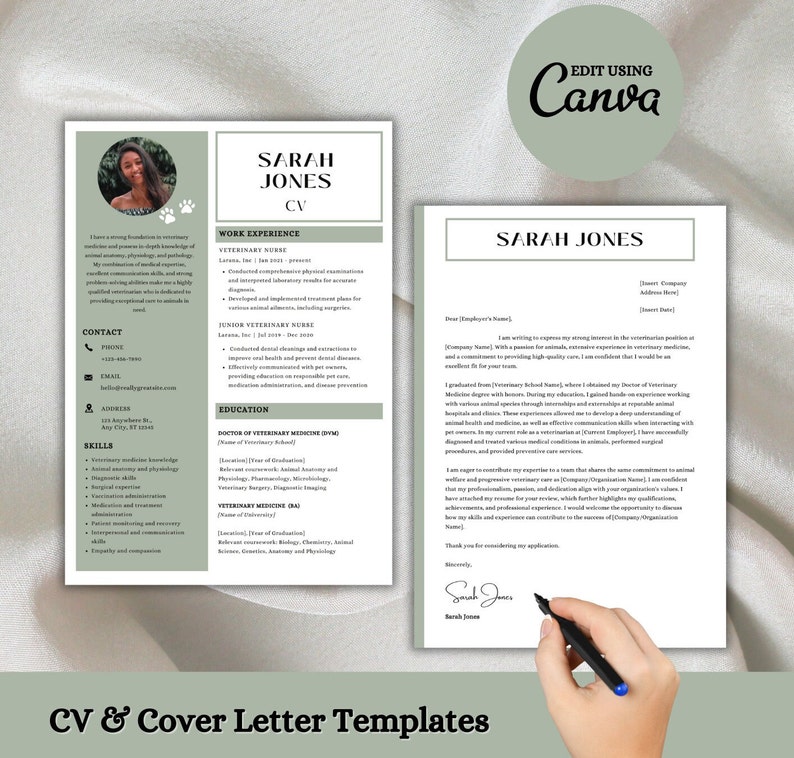 CV Cover Letter Template Editable Cover Letter Custom CV - Etsy