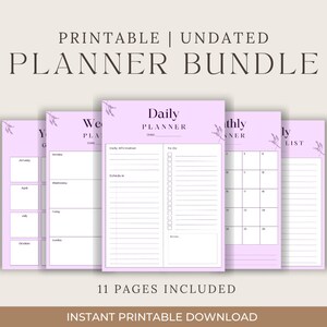 Lavender Printable Planner, A4 PDF and PNG, 11 Page Planner Bundle ...