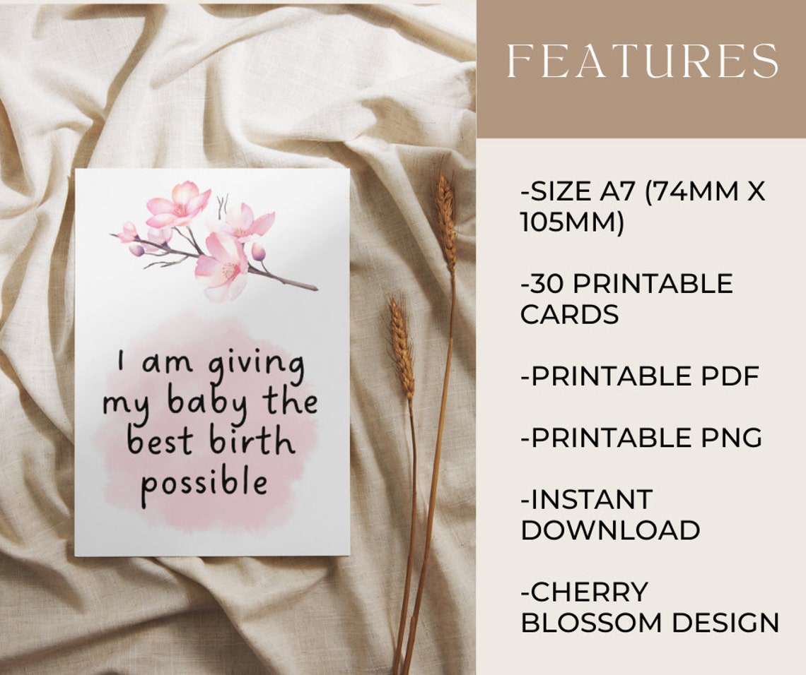 30 Printable Birth Affirmation Cards | Cherry Blossom | Instant ...