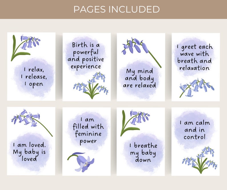 Printable Birth Affirmations Instant Download 30 Spring Birth Cards ...