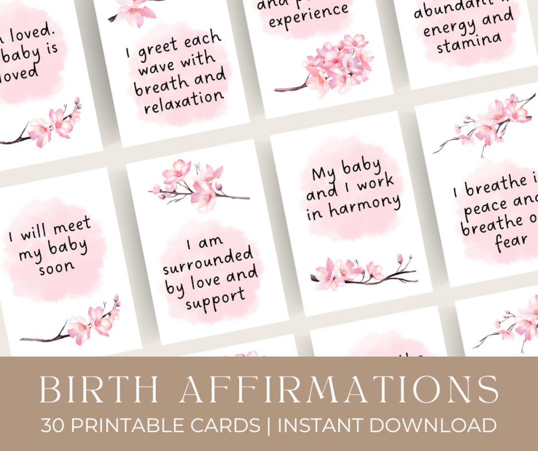 30 Printable Birth Affirmation Cards | Cherry Blossom | Instant ...