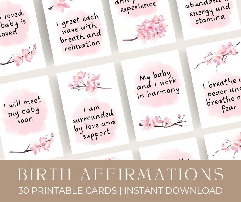30 Printable Birth Affirmation Cards | Cherry Blossom | Instant ...