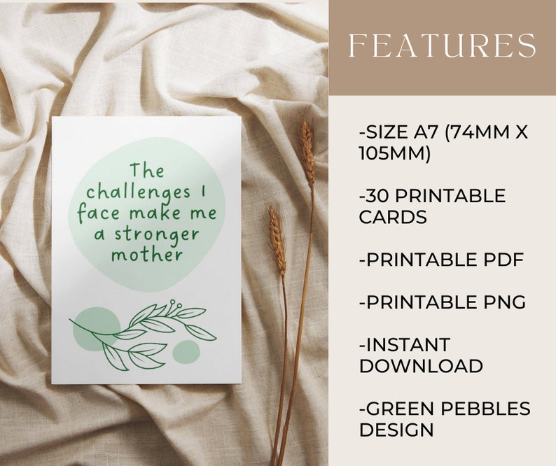 30 Postpartum Affirmation Cards | Instant Download | Calming Green ...