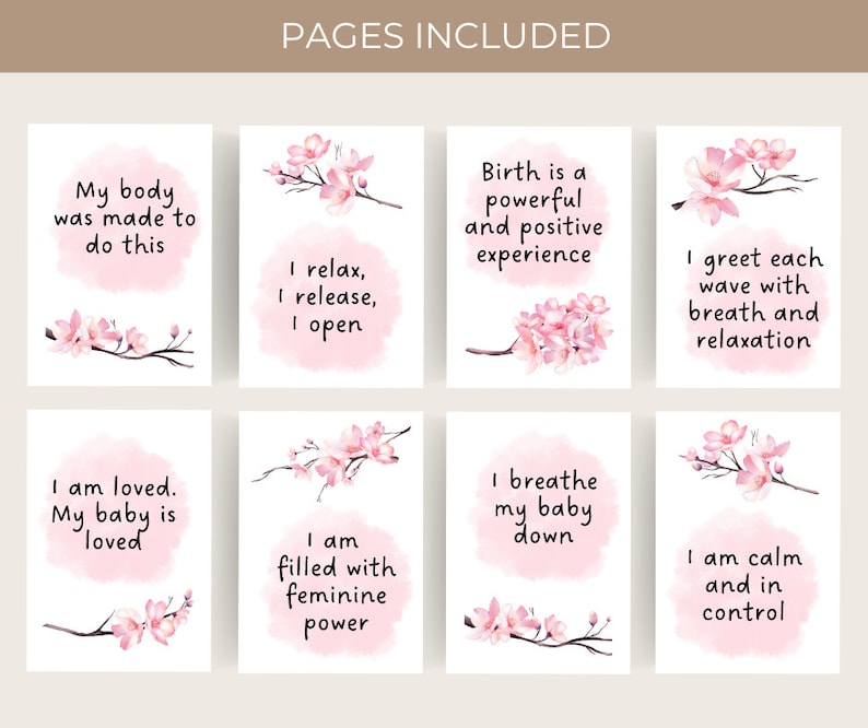 30 Printable Birth Affirmation Cards | Cherry Blossom | Instant ...